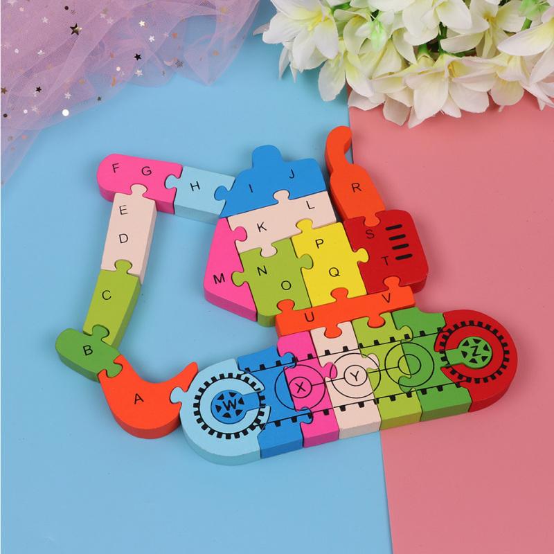 Buy Child Wooden Puzzles 3D Wooden Toys Puzzle 26 English Alphanumeric ...