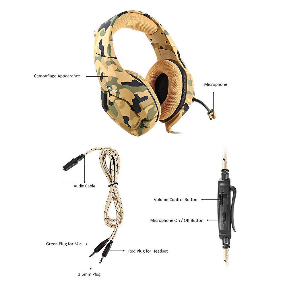 Buy K1b 3.5mm Head-Mounted Headset Wired Gaming Headset With 50mm ...