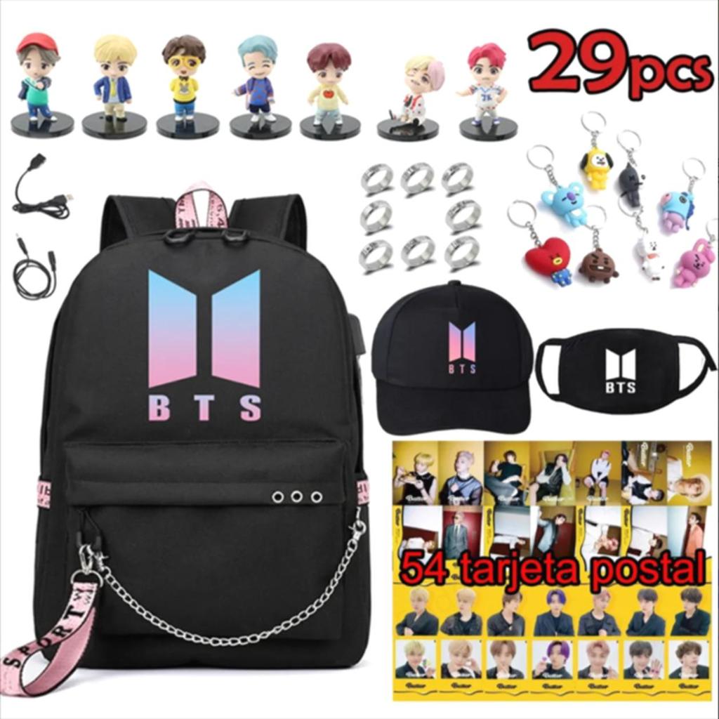 29pcs Bts Backpacks Ring Keychain Doll Postcard Set comprar a buen ...