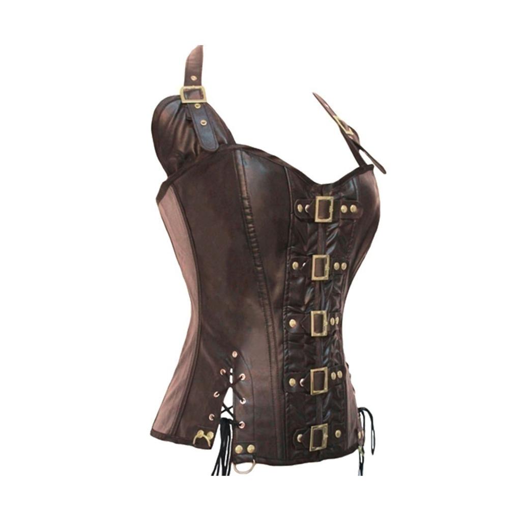 Buy Women's Fashion Steampunk Punk Rock Faux Leather Buckle-up Lace Up ...