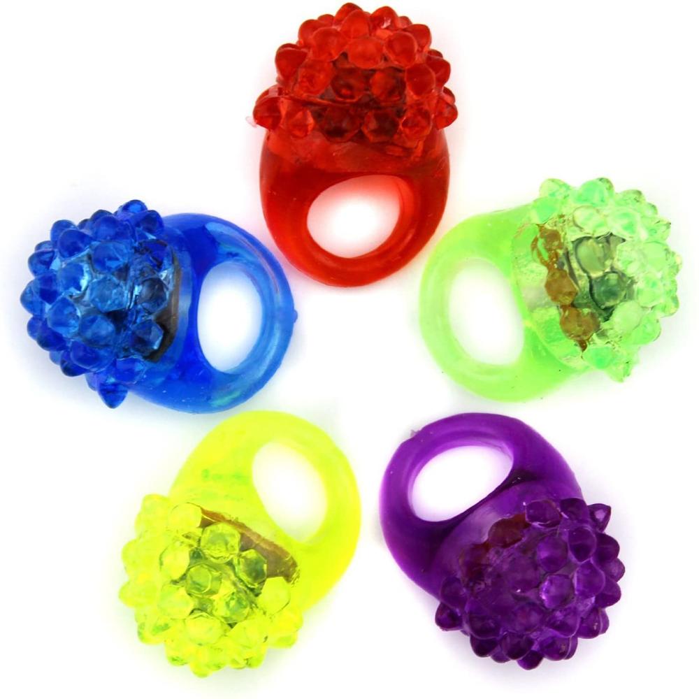 Finger Ring Colorful Finger Toys Flashing LED Rings Bumpy Jelly Ring Light-Up Toys Luminous ...