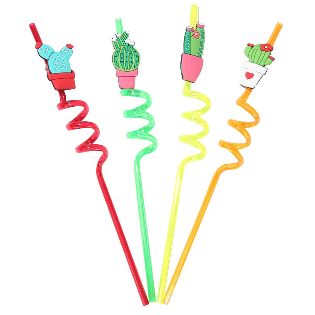 Buy 12pcs Straw Practical Cactus Candy Color Decorative Chic Straw ...