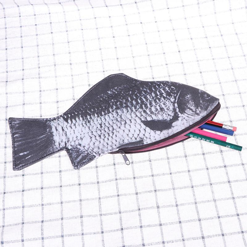Buy Fish Shape Zipper Pencil Box Cosmetic Makeup Pouch Zipper Bag Purse ...