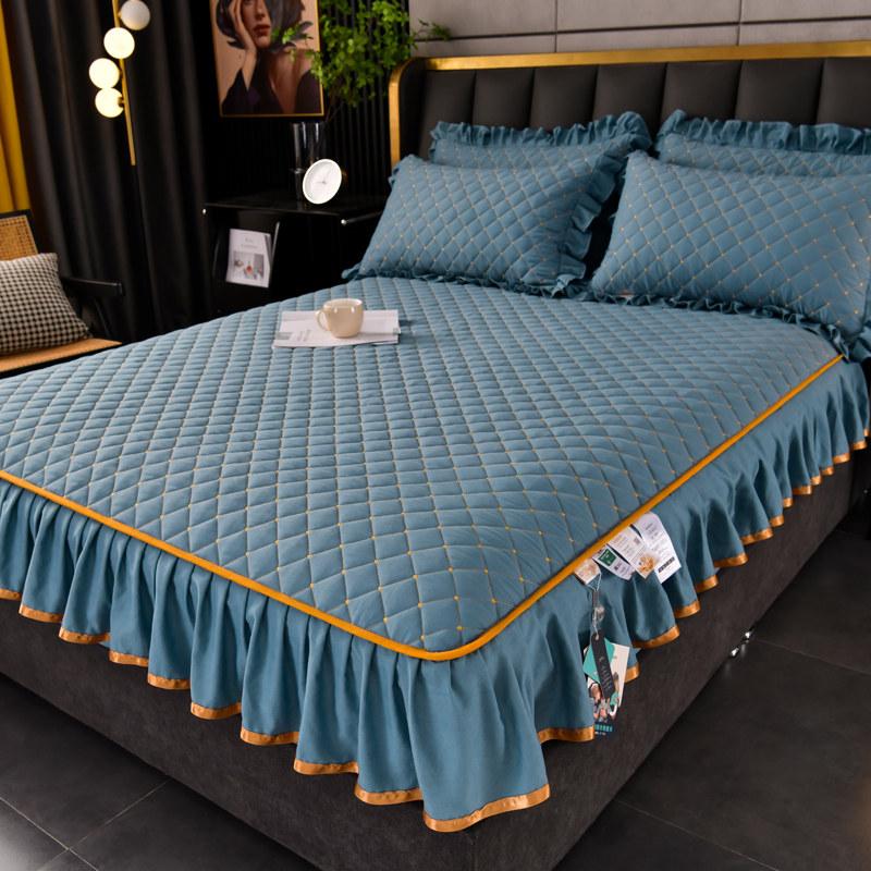 Cheap 3PCS Modern Quilted Mattress Protector Cover with Ruffle Skirt ...