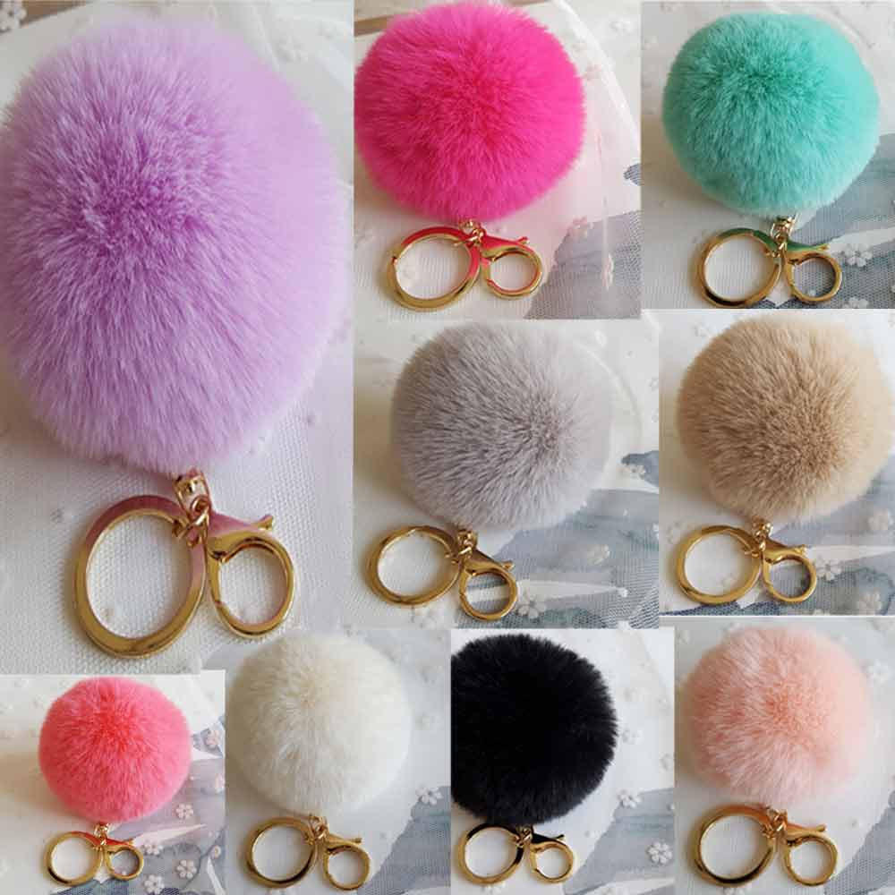 Rabbit Fur Ball Keychain Bag Plush Car Key Ring Car Key Pendant BG ...