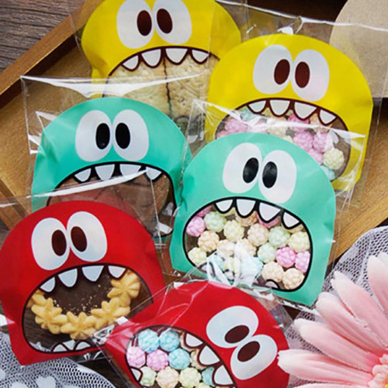 Buy 100pcs OPP Adorable Lovely Small Monster Sharp Teeth Pattern Baking ...
