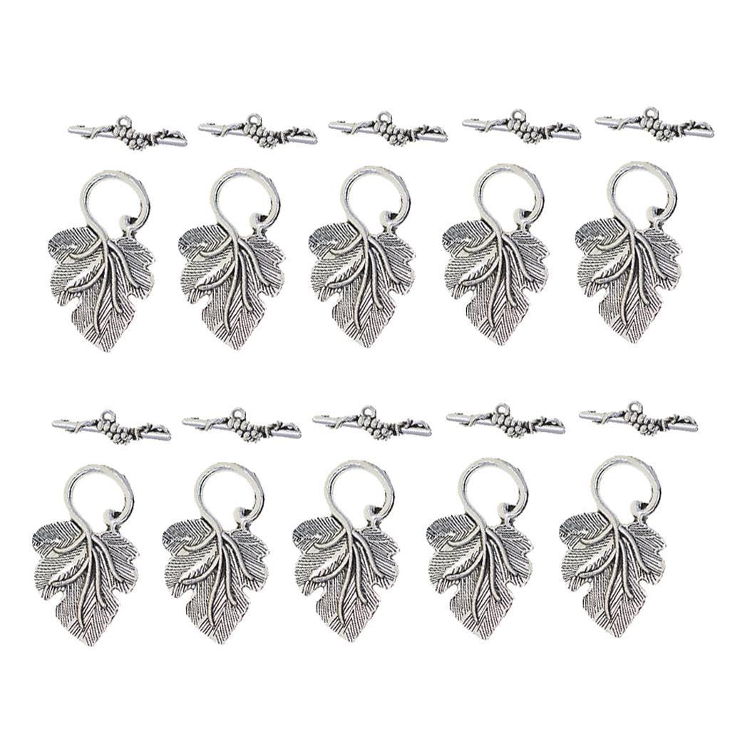 Buy 10 Sets Leaf OT Toggle Clasps Jewelry Clasp Connectors DIY Silver ...