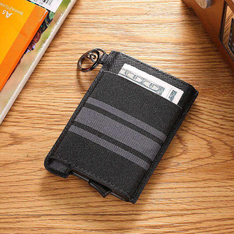 Men's Leather Credit Card Bag Metal Rfid Anti Card Protection Pop-up ...