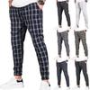 Buy Men's Plaid Drawstring Slim Joggers Casul Slim Ankle-Tied Pants ...