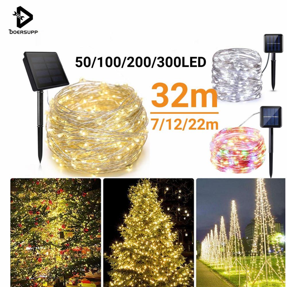 Doersupp 300/200/100/50 LED Solar Lights String Outdoor For Gate ...