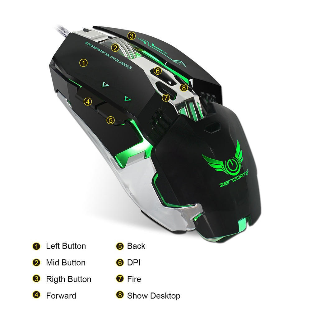 Buy ZERODATE X800 Wired Gaming Mouse With 4 - Level Adjustable DPI LED ...