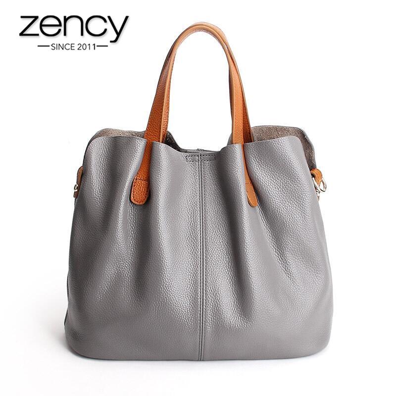 Zency Hot Sale Women Handbag 100% Genuine Leather Lady Casual Tote ...