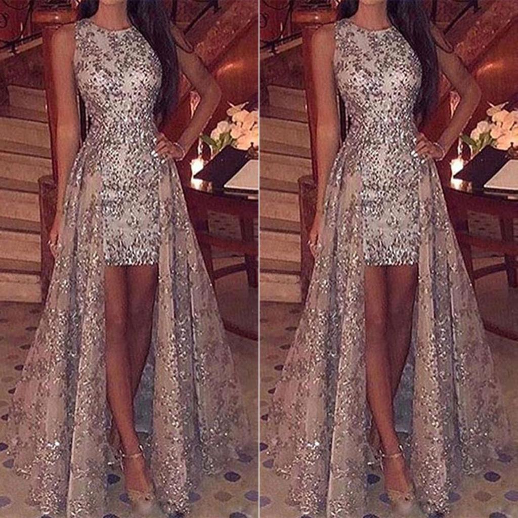 Buy Wedding Sequin Dress Women Sleeveless Bodycon Evening Party Ball ...