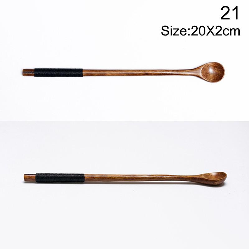 Cheap 1PC Tea Stirring Wood Spoons Long Handle Winding Wire Kitchen ...
