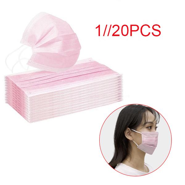 Buy 1/20Pcs Pink Disposable Anti-Dust Face Mask Anti-Haze Mask Elastic ...