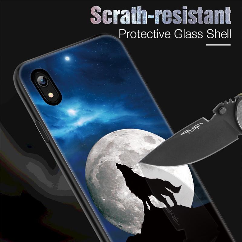 Buy Fashion Couple Love Pattern Phone Case HD Tempered Glass Back Cover ...