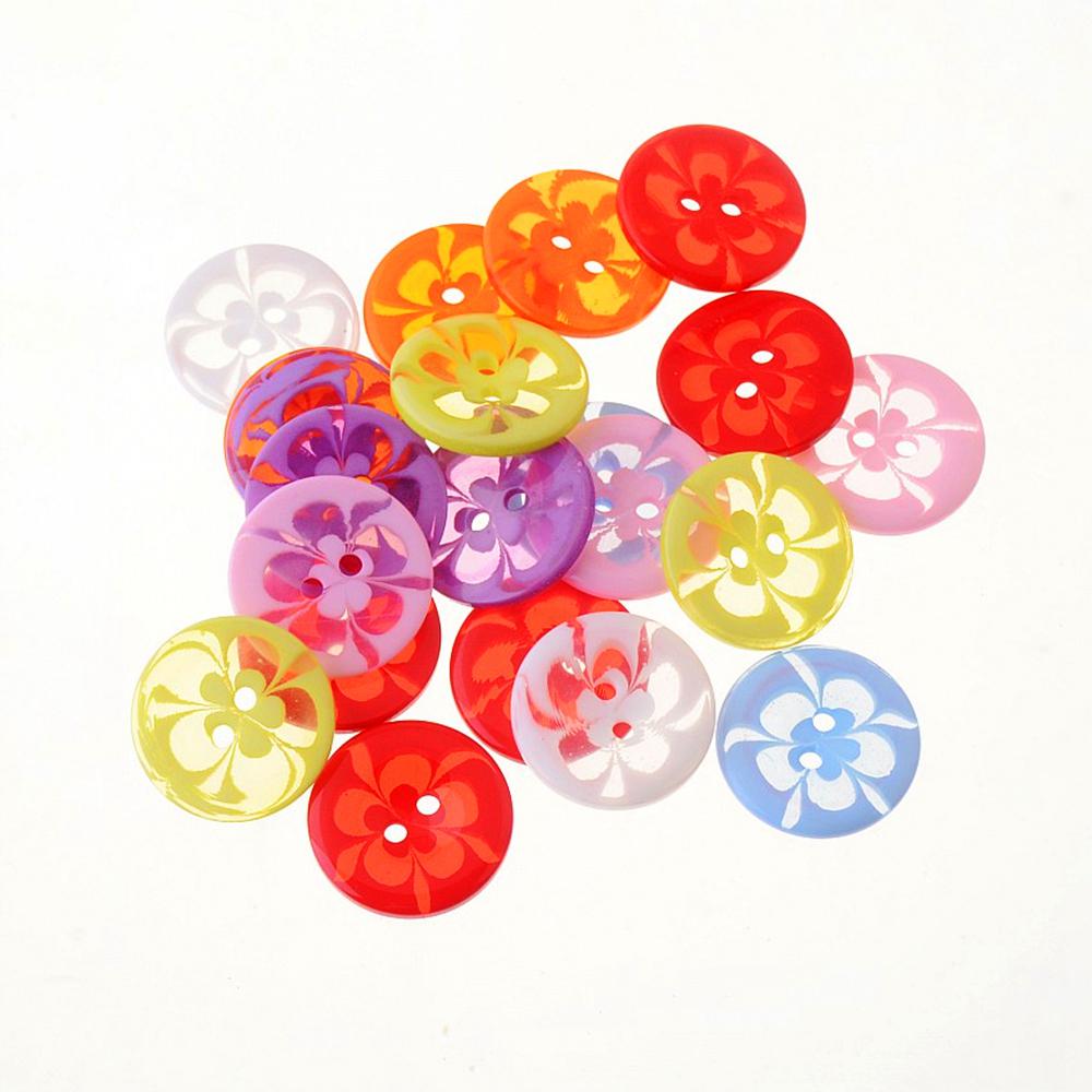 100pcs Mixed Flower Resin Buttons 2 Holes Sewing Scrapbook Cardmaking ...