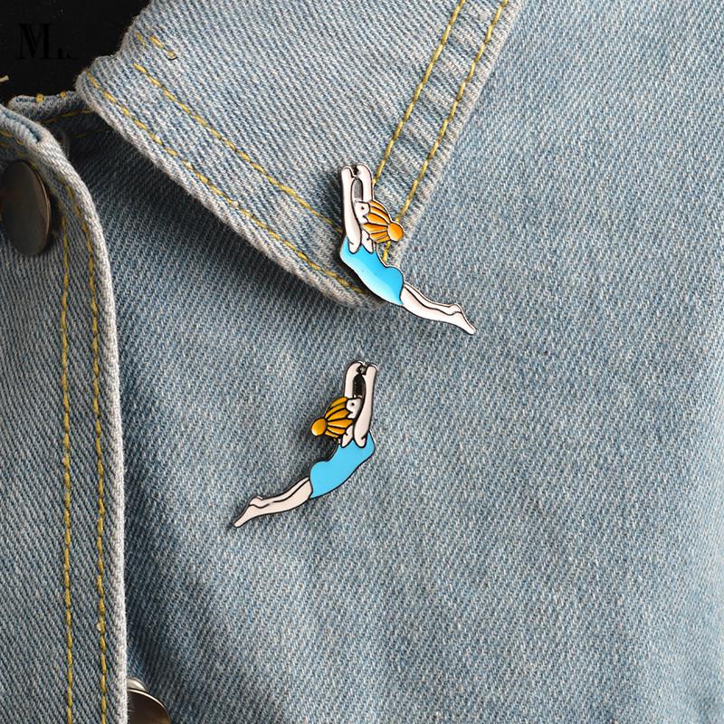 Buy Cartoon Girl's Synchronized Swimming Brooches Jacket Jeans Pin ...
