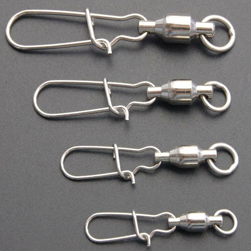 Buy 20pcs Stainless Steel Dou Lock Snap Fishing Swivels Ball Bearing ...