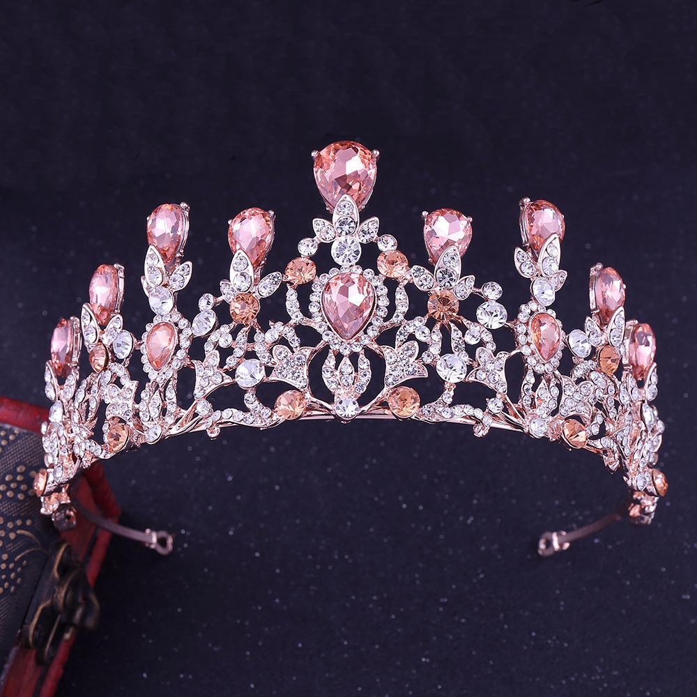 Baroque Rose Gold Gorgeous Crystal Tiaras Bridal Crown Rhinestone