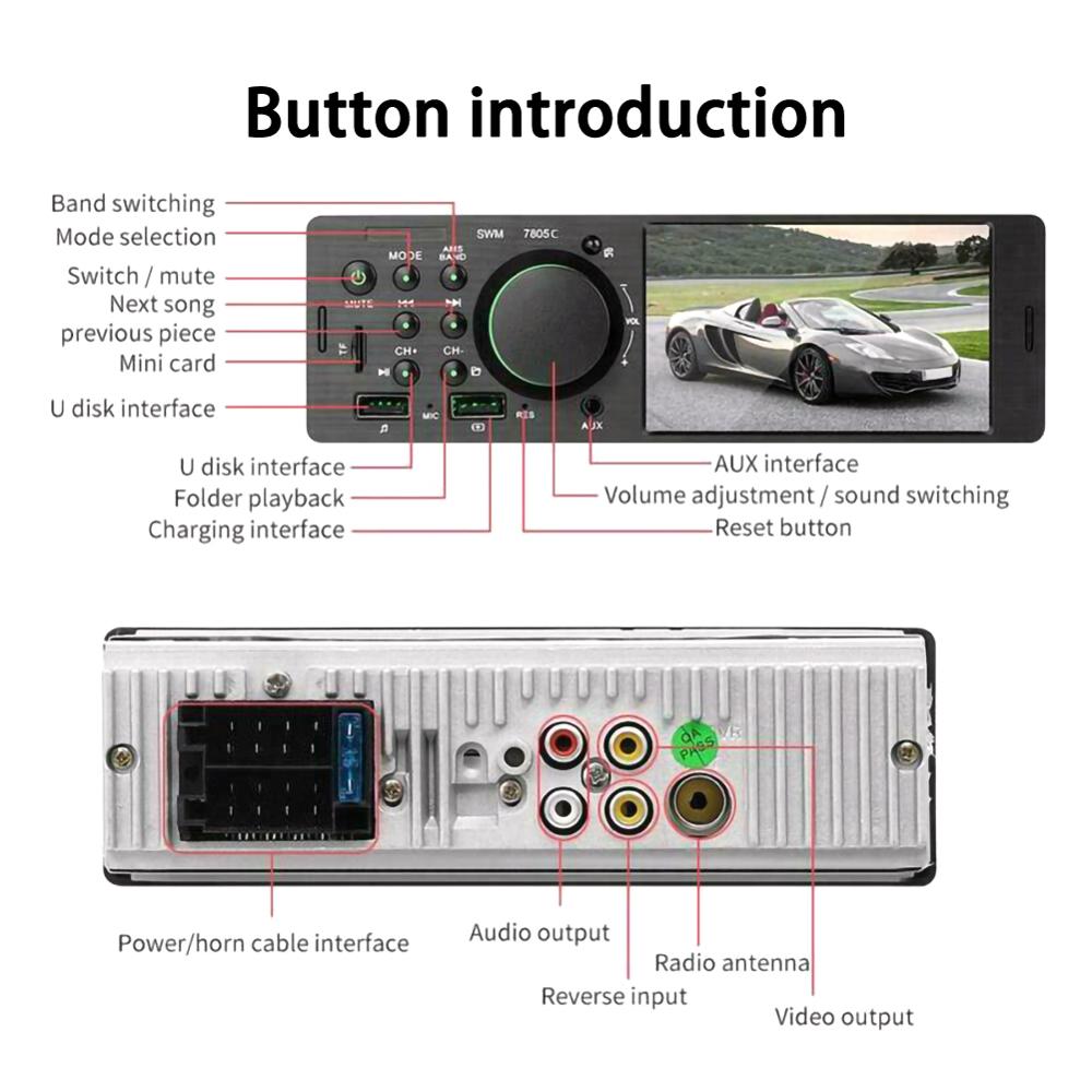 Buy SWM-7805C Car Stereo Radio USB Car Handsfree BT MP5 Player Reverse ...