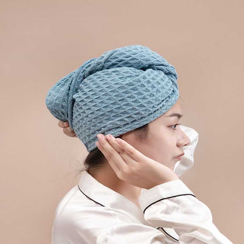 Buy Waffle Dry Hair Cap Wet Hair Quick-drying Towel Women Thickened ...