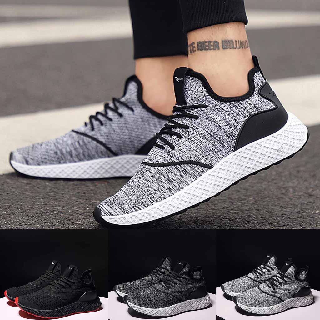Buy Fashion Men Flying Weaving Sneakers Casual Breathable Shoe Student ...