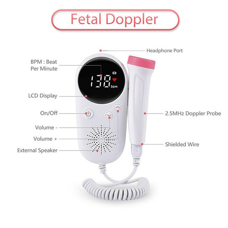 Buy Fetal Doppler Detector Baby Heart Beat Rate Probe Prenatal Monitor ...