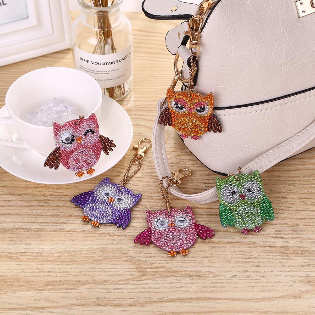 Buy 5pcs DIY Bird Full Drill Special Shaped Diamond Painting Keychain ...