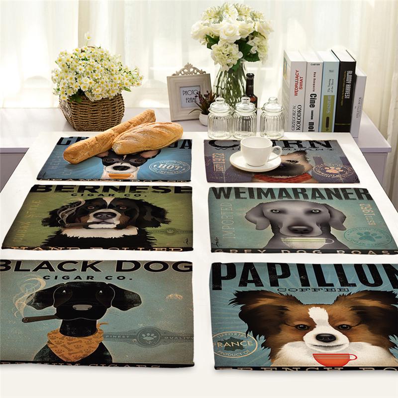 Buy Cartoon Puppy Dog Bulldog Schnauzer Heat Insulation Placemat Cup ...