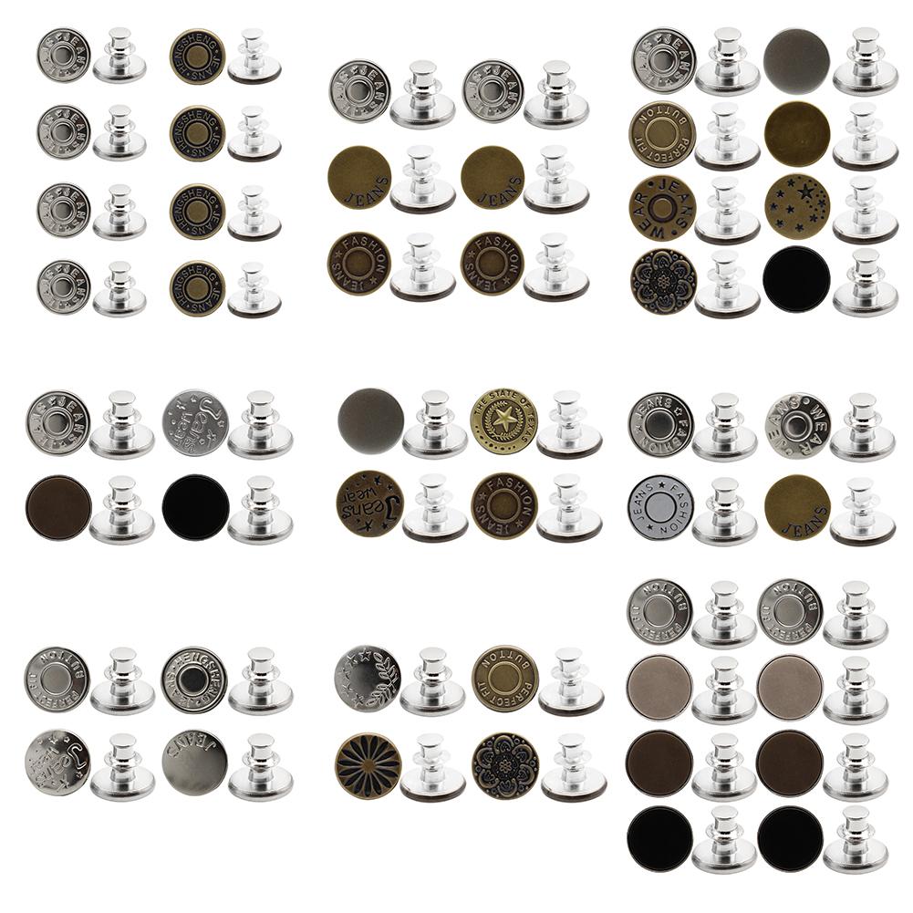 Buy 8/6/4pcs Button for Jeans, 17mm No Sewing Metal Jean Denim ...