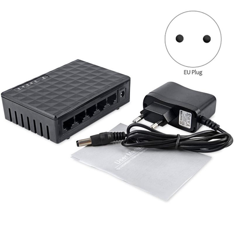 5 Port Network Switch 4 Wire RJ45 Gigabit Ethernet 1000Mbps Splitter ...