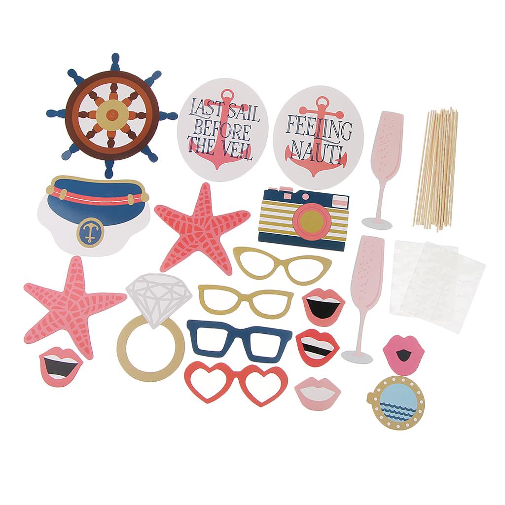 20pcs Set Nautical Theme Photo Booth Props Kits Photobooth Party Decor ...