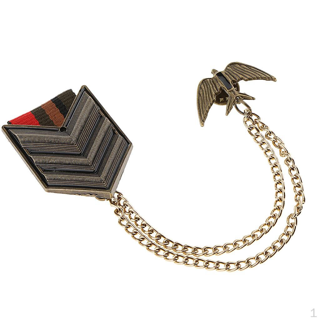 Buy Retro Uniform Medal Chain Badge Brooch Lapel Pin Jewelry at ...