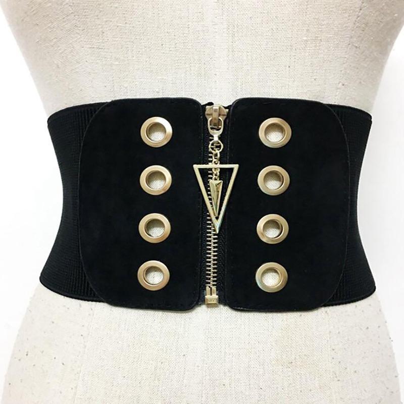 Buy Women's Clothes Zipper Design Slim Belt Women's Belt Black Wide ...