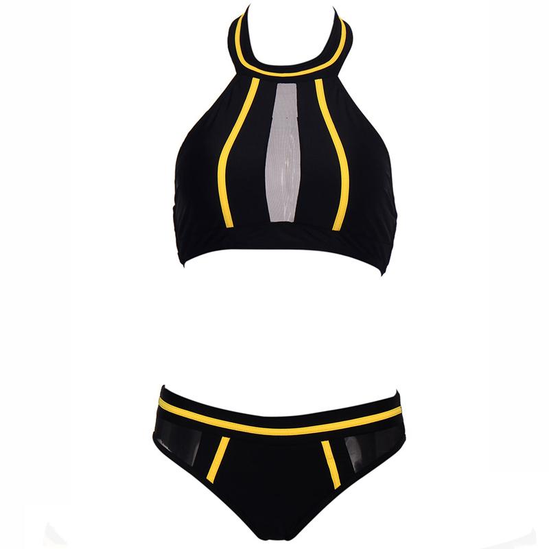 Buy Sexy Strapless Bikini Set Swimwear Mesh Swimsuit Brazilian Halter ...