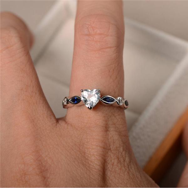 Buy Heart Shaped Love Topaz Ring Jewelry Female Wedding Engagement ...