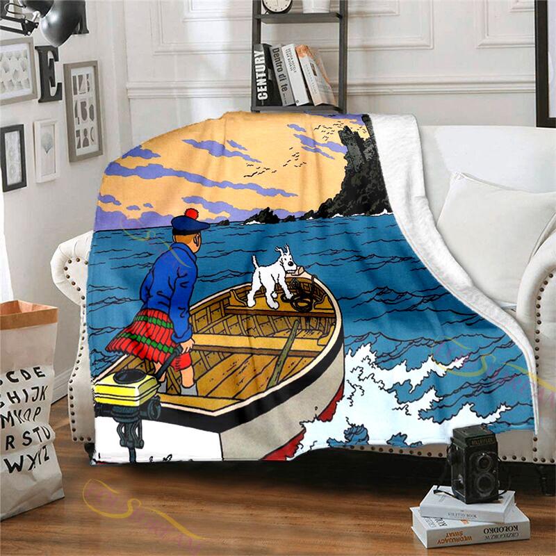 Buy Cartoon Tintin Blanket Super Soft Flannel Blanket Plush Bed Blanket ...