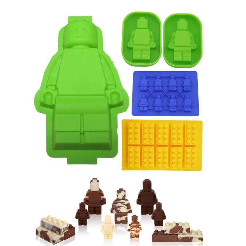 Wtempofunny 5pcs Different Shaped Lego Silicone Cake Mold Robot Candy ...