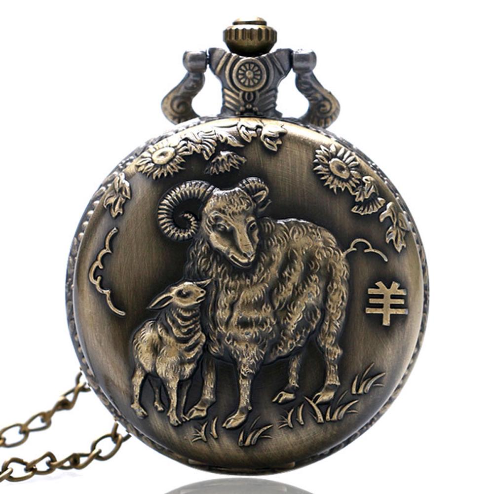 Buy Vintage Pocket Watch, Bronze Cute Sheep Pocket Watch for Women Men ...