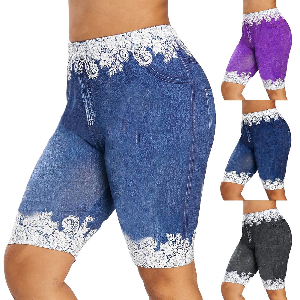 Buy Women Waist Denim Sports Fashion Lace Shorts High Minipants at ...