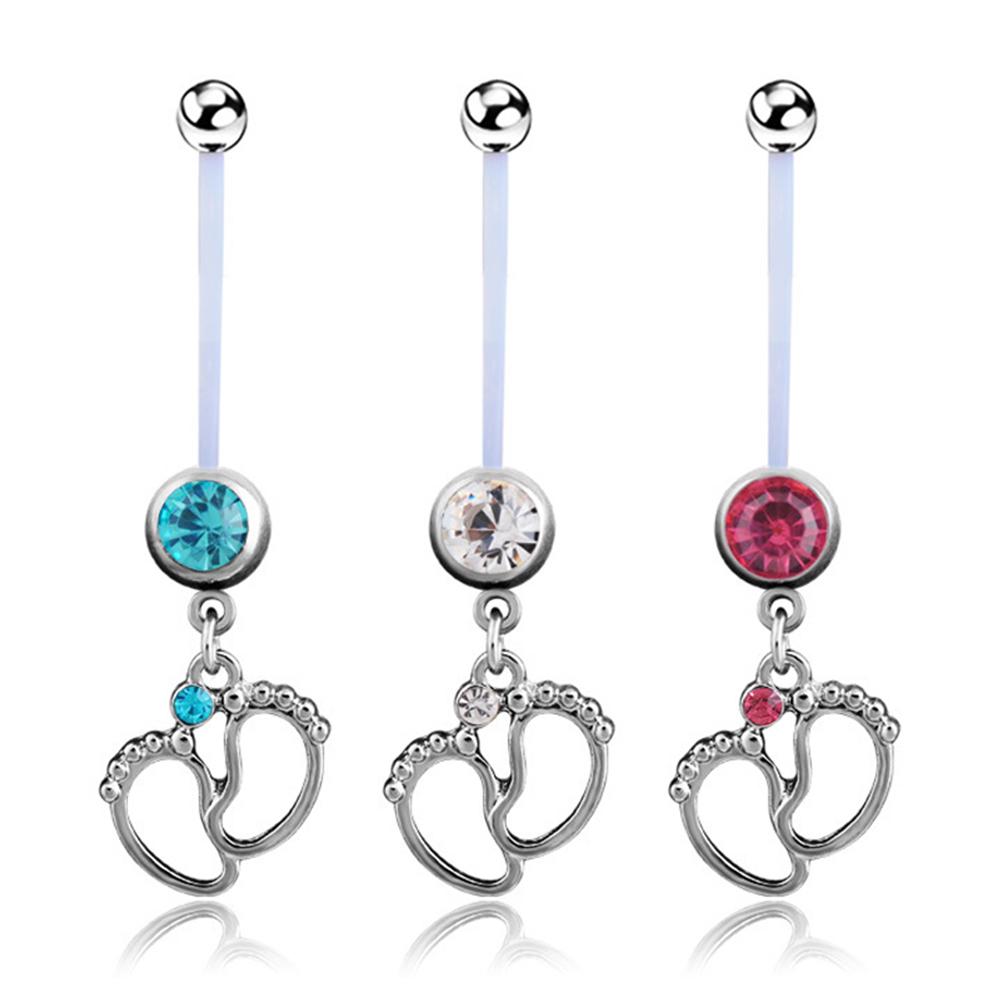 Buy Belly Button Rings Dangle Feet Plastic Bend Bar Navel Ring Women ...