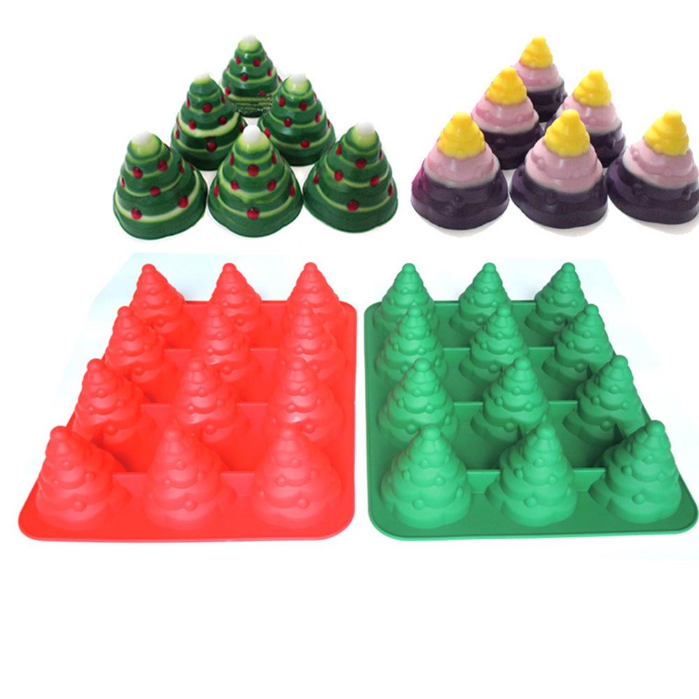 Buy Christmas Tree Silicone Mold Creative 12 Hole Silicone Baking Tray 3D Christmas Tree Cake ...