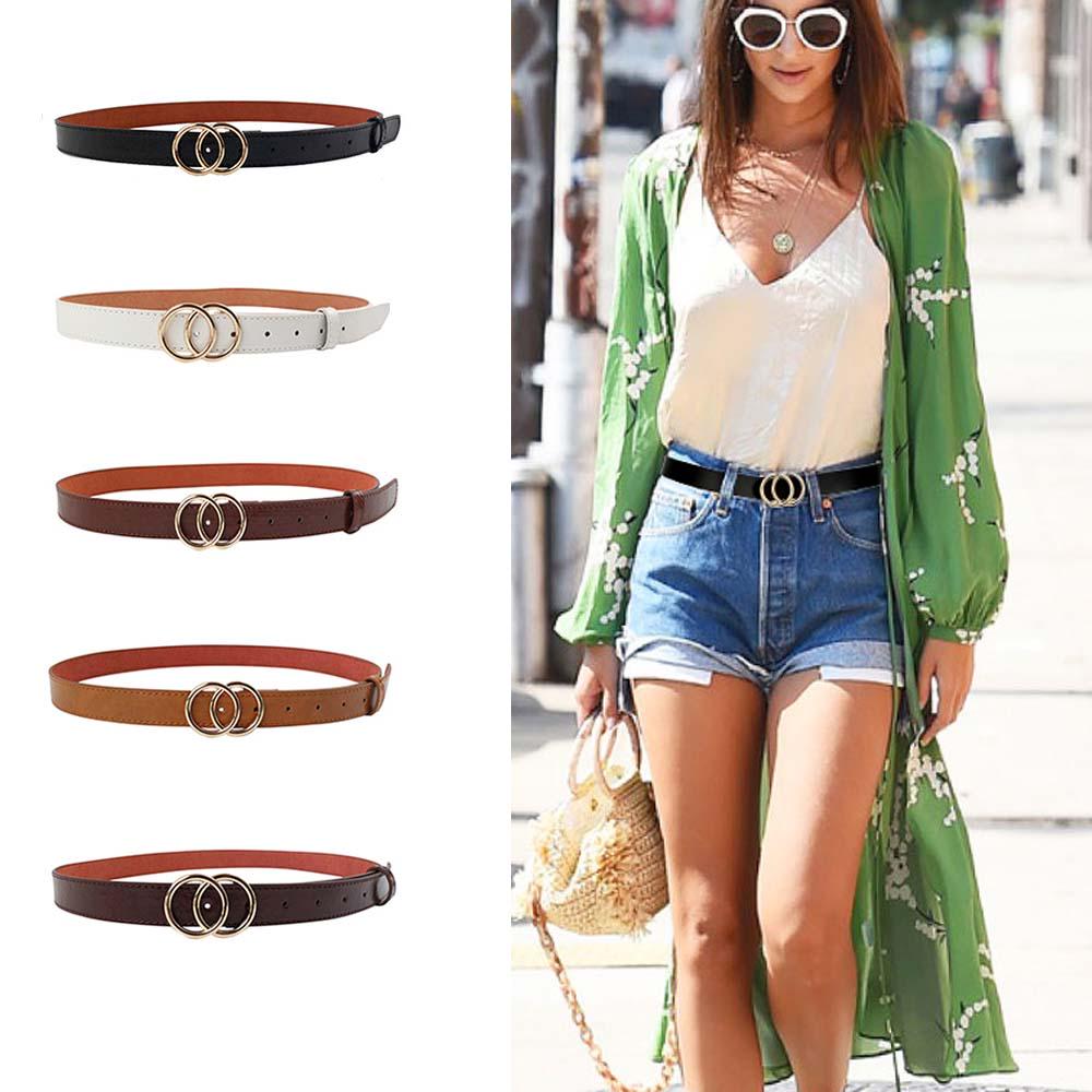 Buy Buckles Solid Color Girl Female Double Round Buckle Women ...
