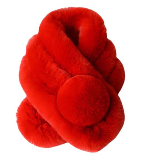 Warm Scarf Elegant Skin-friendly Gift Classic Solid Color Plush Ball ...