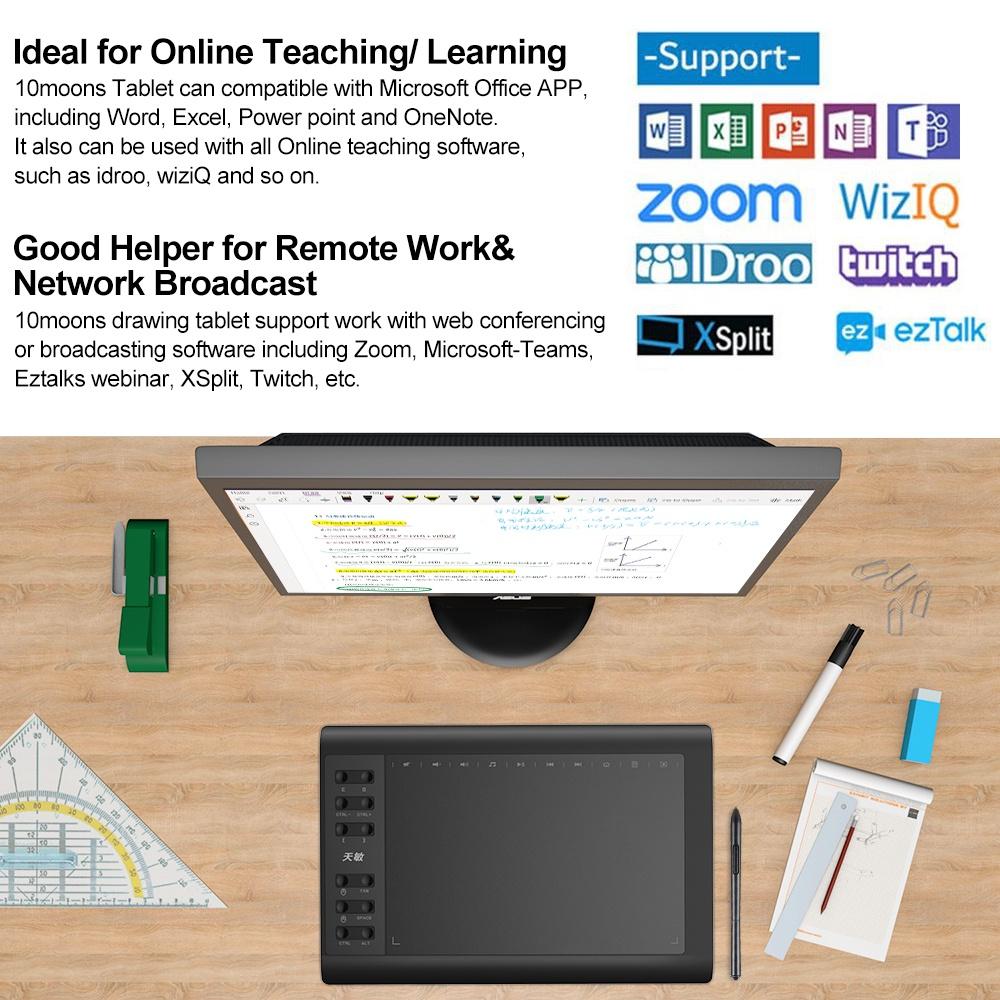Buy 10moons G10 Graphic Drawing Tablet with Large Active Area Digital ...