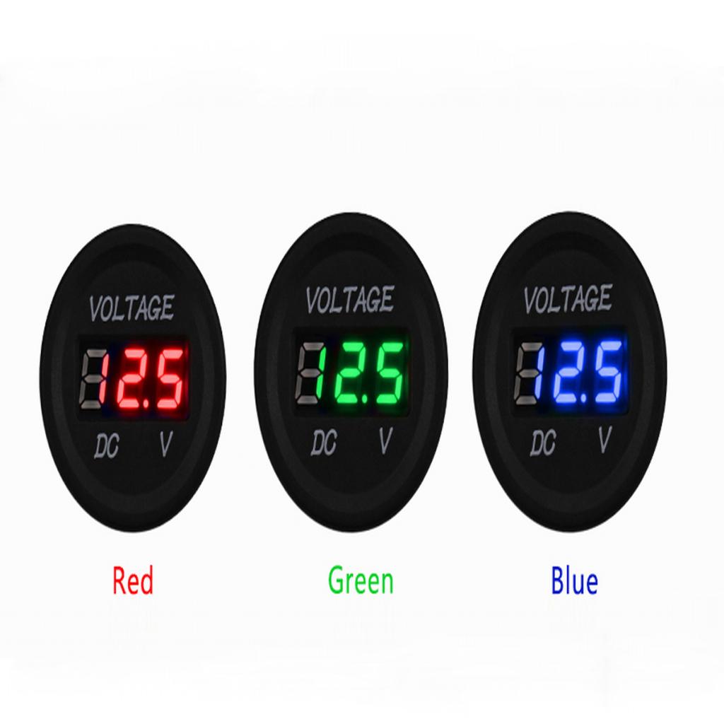 Buy DC 12V24V Car Motorcycle Round Digital Panel Voltmeter Volt Meter ...