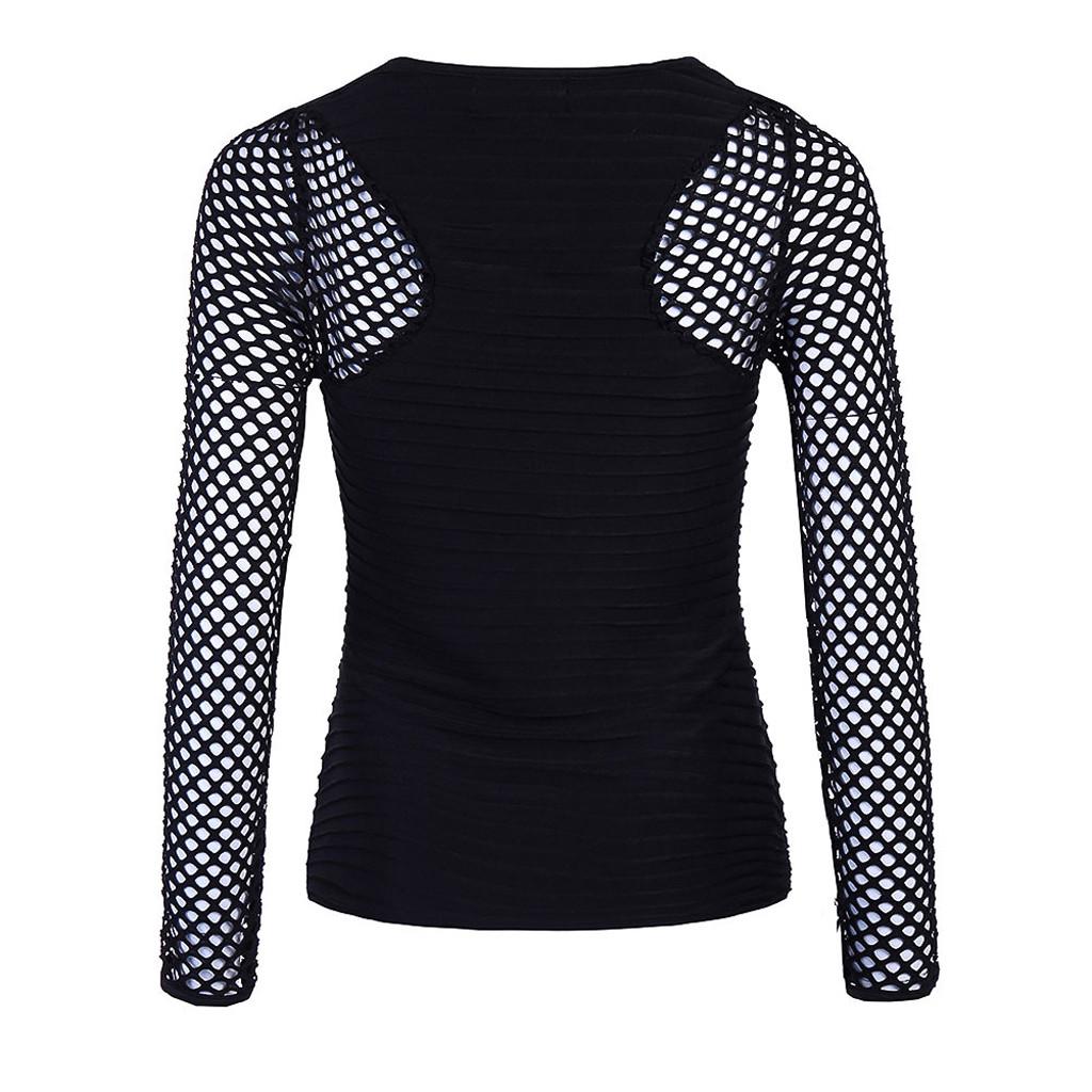 Buy Aominuo Perfect DLWomen Slim Low Cut Long Sleeve Blouse Net Tops ...