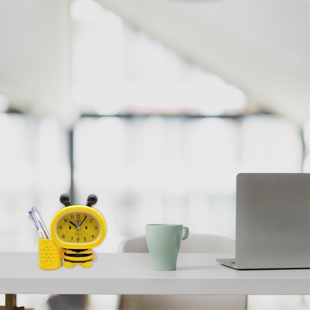 Cartoon Cute Bee Pen Holder Alarm Clock Desktop Clock Bedside Timer ...