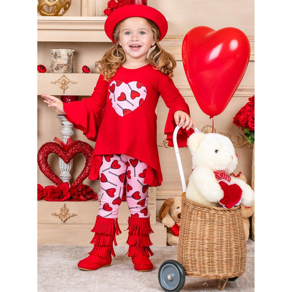 Cheap Children Kids Girls Sequin Heart Shape Dress Top and Pants 2PCS ...